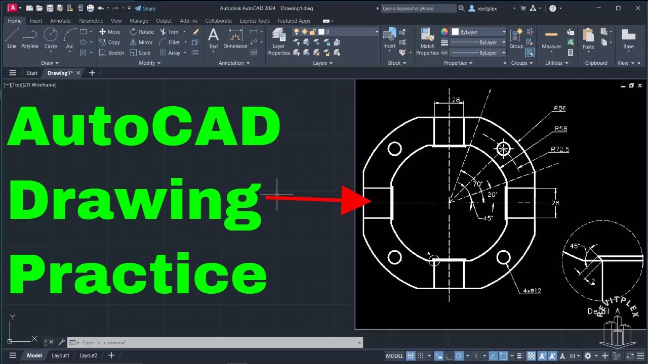 12th drawing for practice in AutoCAD | AutoCAD drawing practice - YouTube