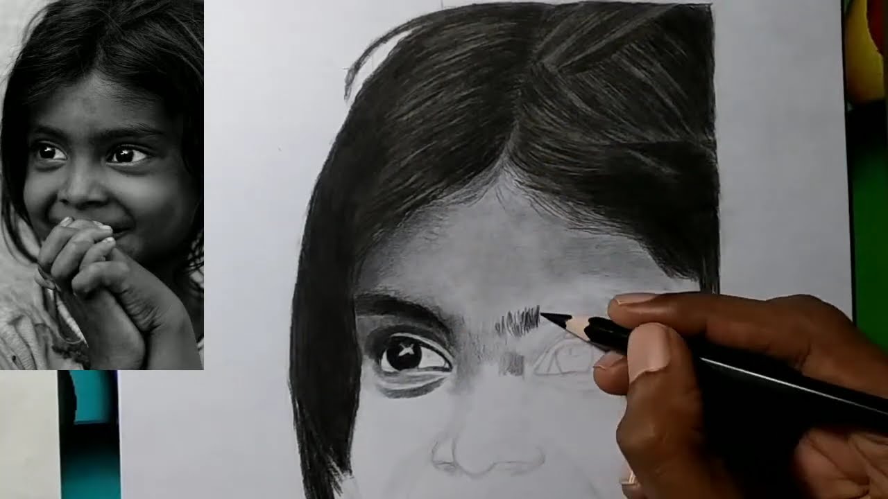 Drawing a Poor Child Girl | Realistic Drawing | Pencil Sketch | Girl ...