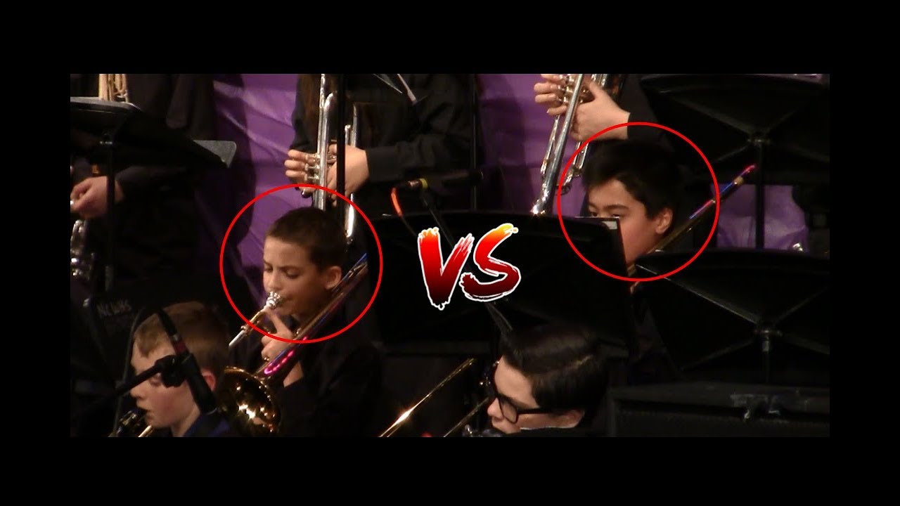 Epic Trombone Solo Battle! PJHS Jazz Band playing "Drama For Your Mama ...