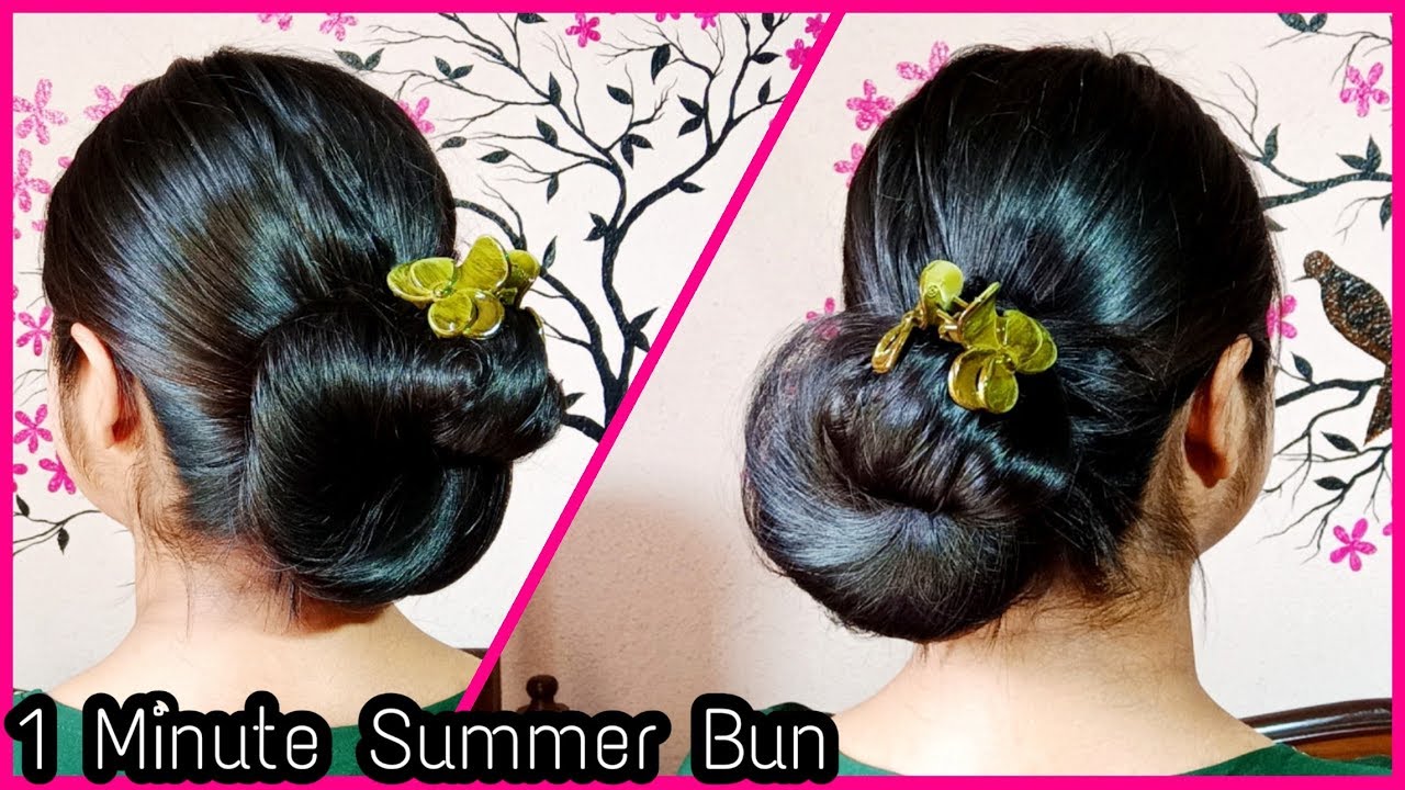 Easy Summer Bun For School/College/Work/Office | Messy Bun Updo ...