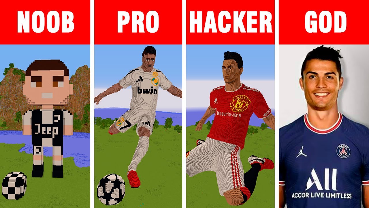 Minecraft NOOB vs PRO vs HACKER vs GOD: CRISTIANO RONALDO STATUE HOUSE ...