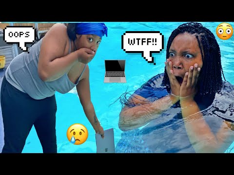 I THREW FRUIT LAPTOP IN THE POOL😳.. **I THINK ITS OVER**