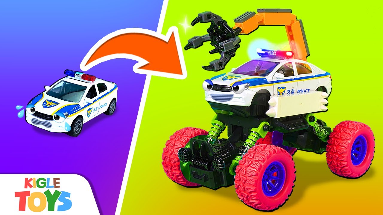 Change the Police Car Into a Monster Truck with Claws🤩 Cocobi Toy Car ...