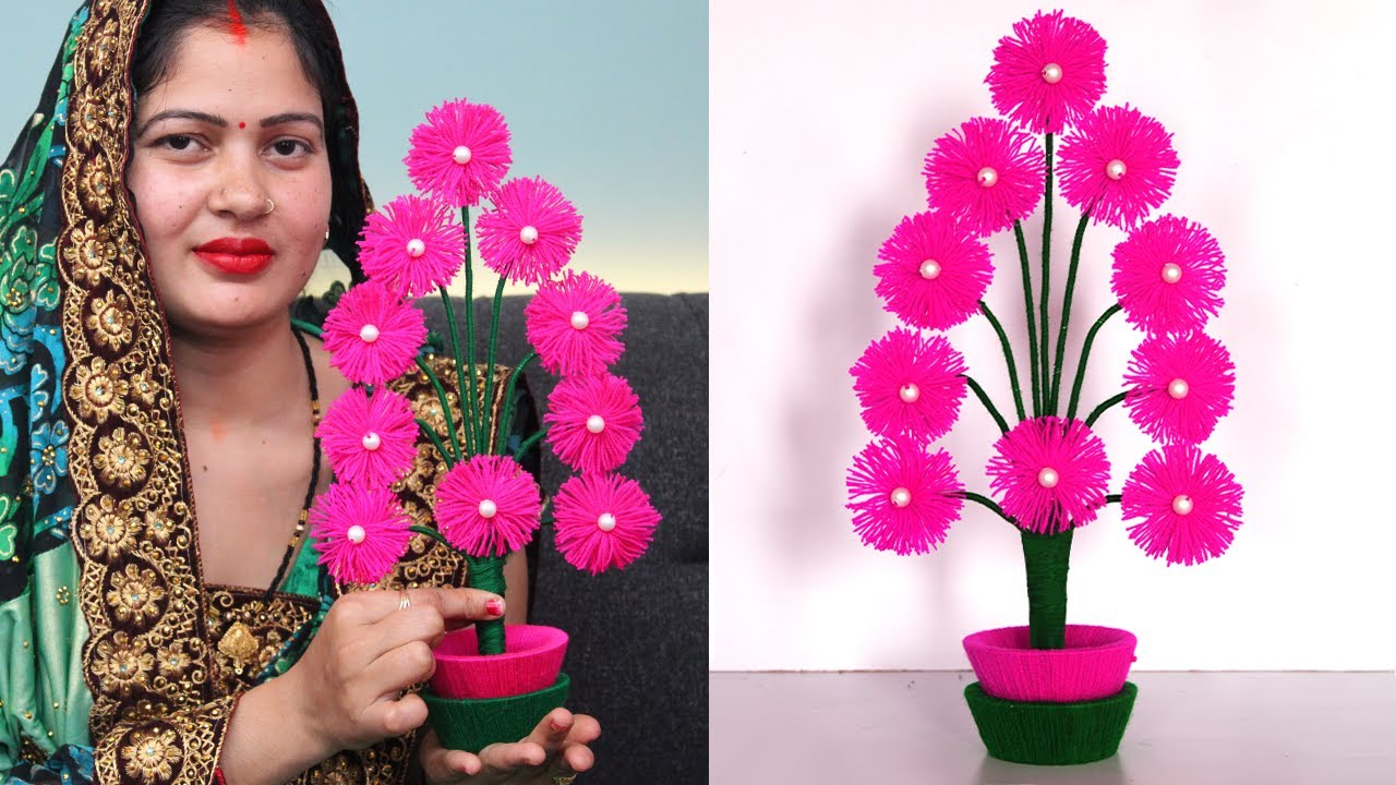 Guldasta/Make Woolen Guldasta | उन और तार से गुलदस्ता बनाए - YouTube