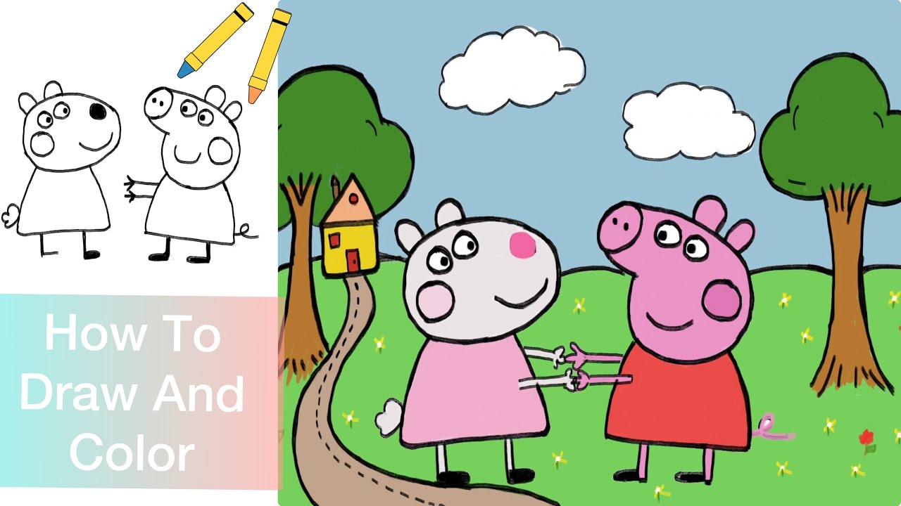 Peppa Pig 🐽 and Suzy Sheep are best Friends | How To Draw and Color ...