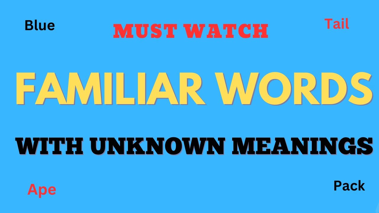 Familiar Words with Unknown Meanings | Examples #subscribe # ...