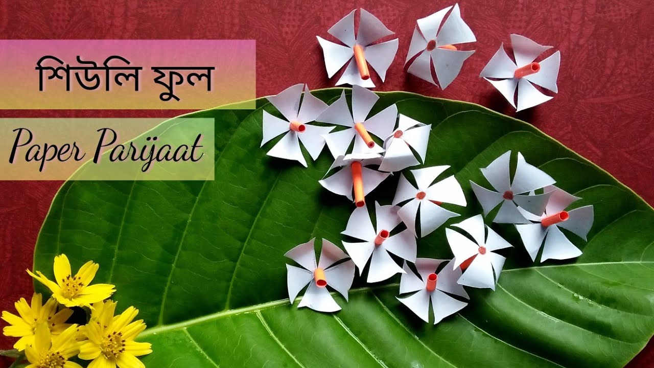 DIY Paper Parijaat Flower | Paper Parijat flower making tutorial ...
