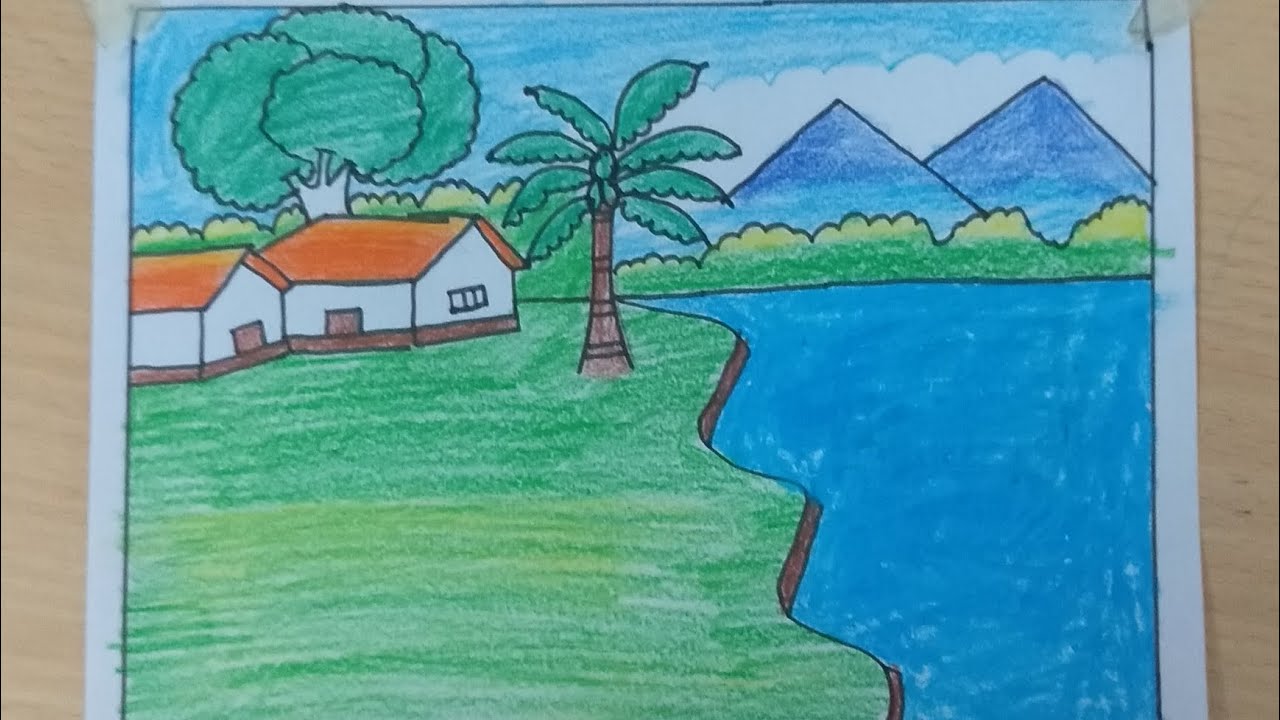 How to draw || beautiful landscape scenery drawing || easy drawing ...