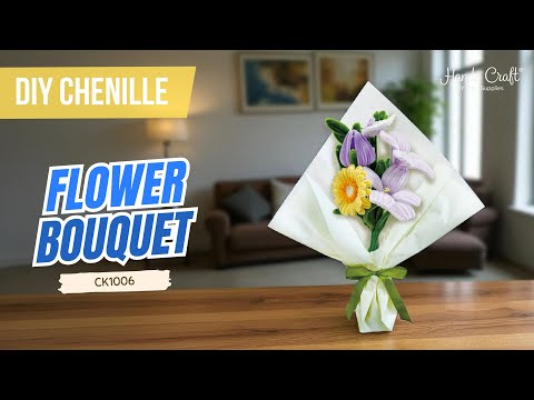 DIY Chenille Flower Bouquet Kit – Yellow & Purple Mix
