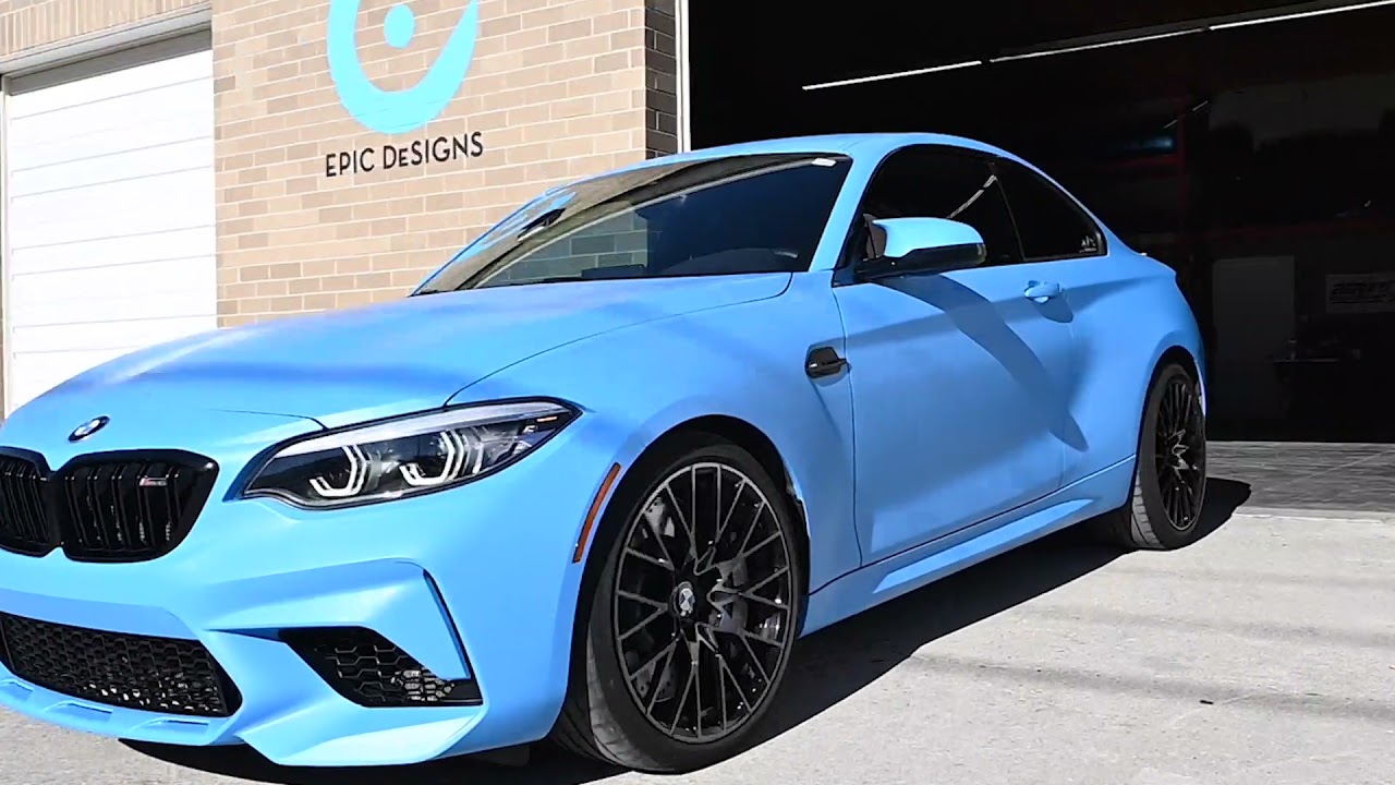 BMW M2 Wrap in 3M Matte Riviera Blue - YouTube