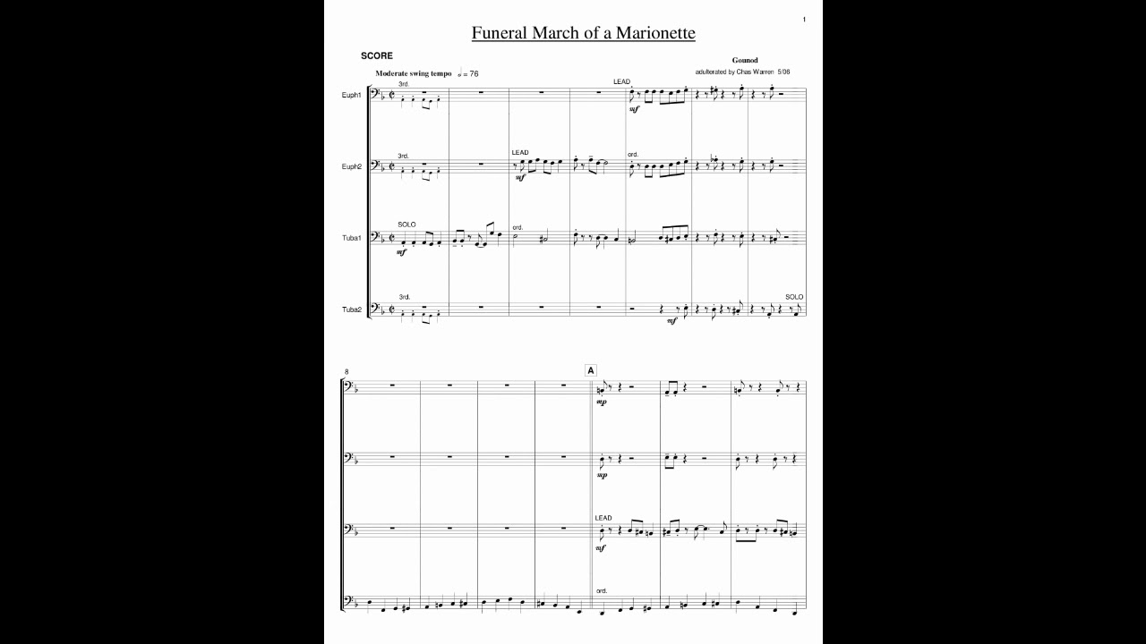 Funeral March of a Marionette for Tuba-Euphonium Quartet - YouTube