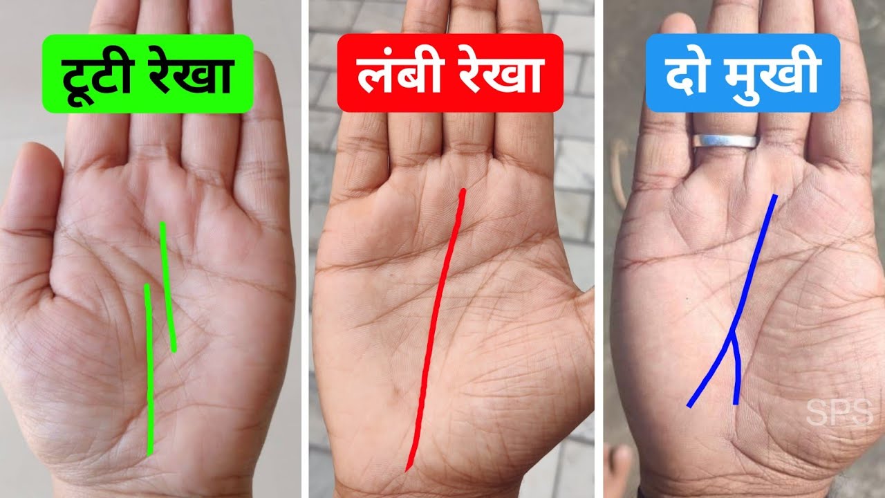 जाने कैसी भाग्य रेखा धन-लाभ देती है? Fate line in hand - YouTube
