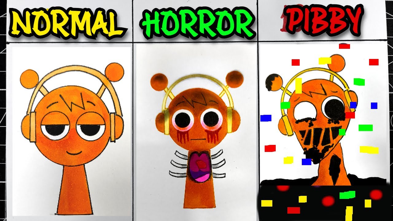 Dibujo Incredibox sprunki normal VS horror VS pibby corrupted ( Sprunki ...
