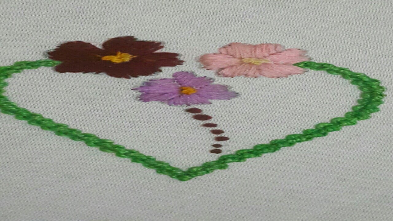 Moti tanker heart flower hand embroidery for beginners craft and ...