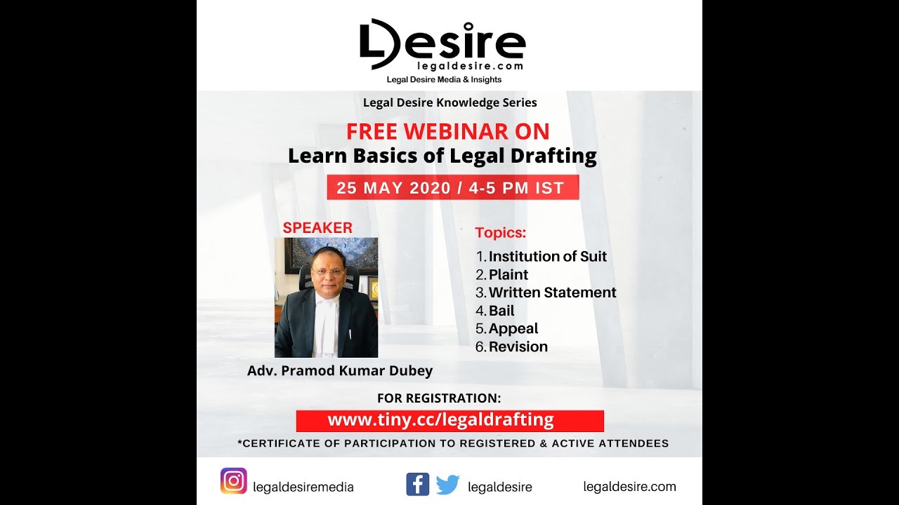 Basics of Legal Drafting by Pramod Kumar Dubey, Advocate organized by ...