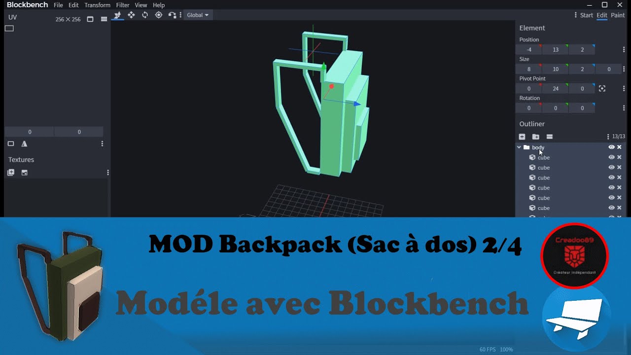 MOD: Backpack (Sac à dos) 2/4 - Modèle avec Blockbench - YouTube