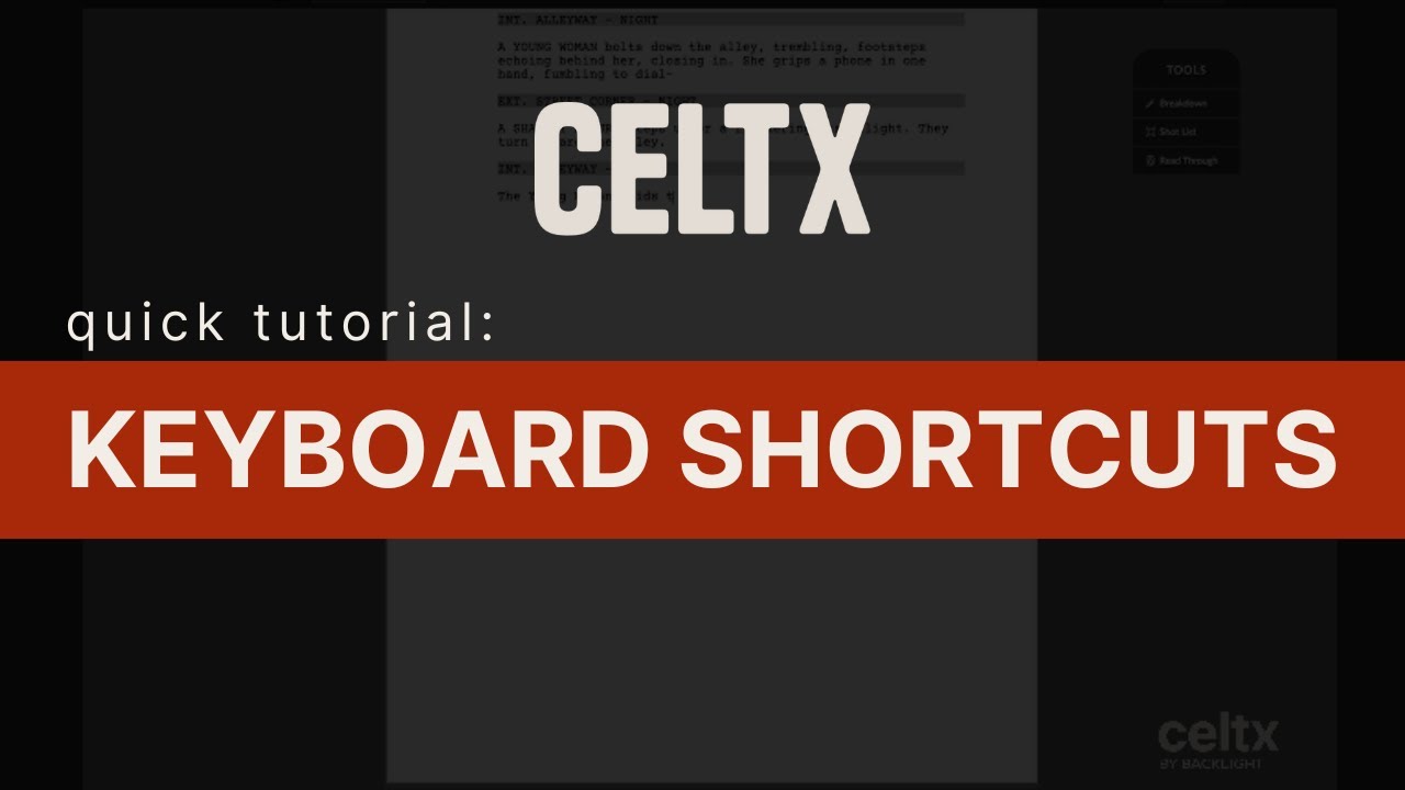 QUICK TUTORIAL: Celtx Keyboard Shortcuts - YouTube