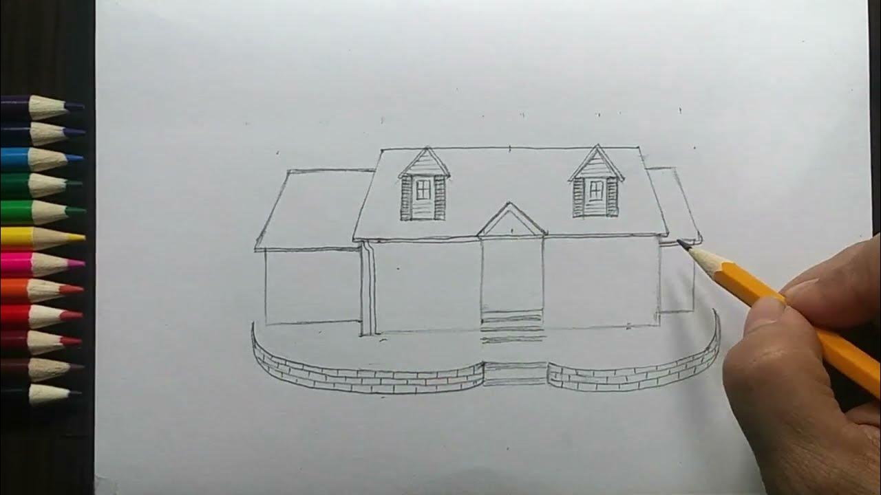 Drawing house step by step for beginner - YouTube