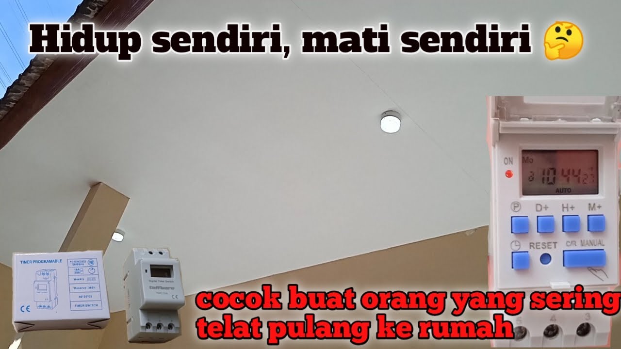 Cara setting dan pasang timer lampu, Digital timer switch taffware THC15A - YouTube