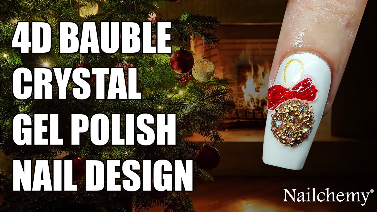 4D Bauble Crystal Gel Polish Nail Design - YouTube