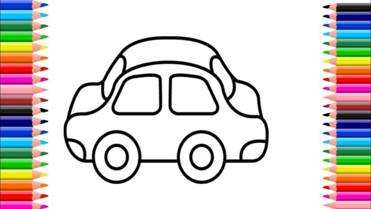 how to draw and color a car |draw car step by step|kids color world ...