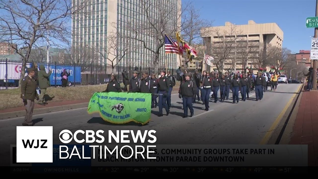 Marching bands, community groups walk in Baltimore parade - YouTube