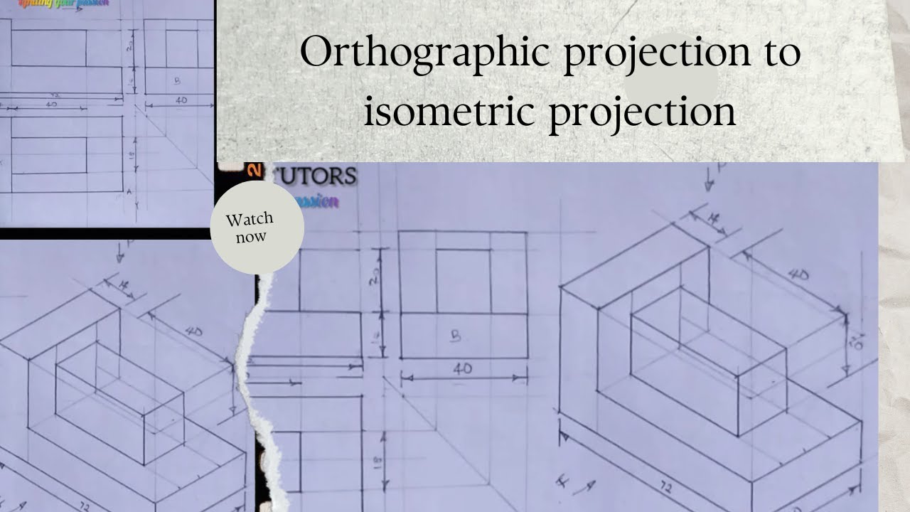 how to convert orthographic views to isometric projection - YouTube