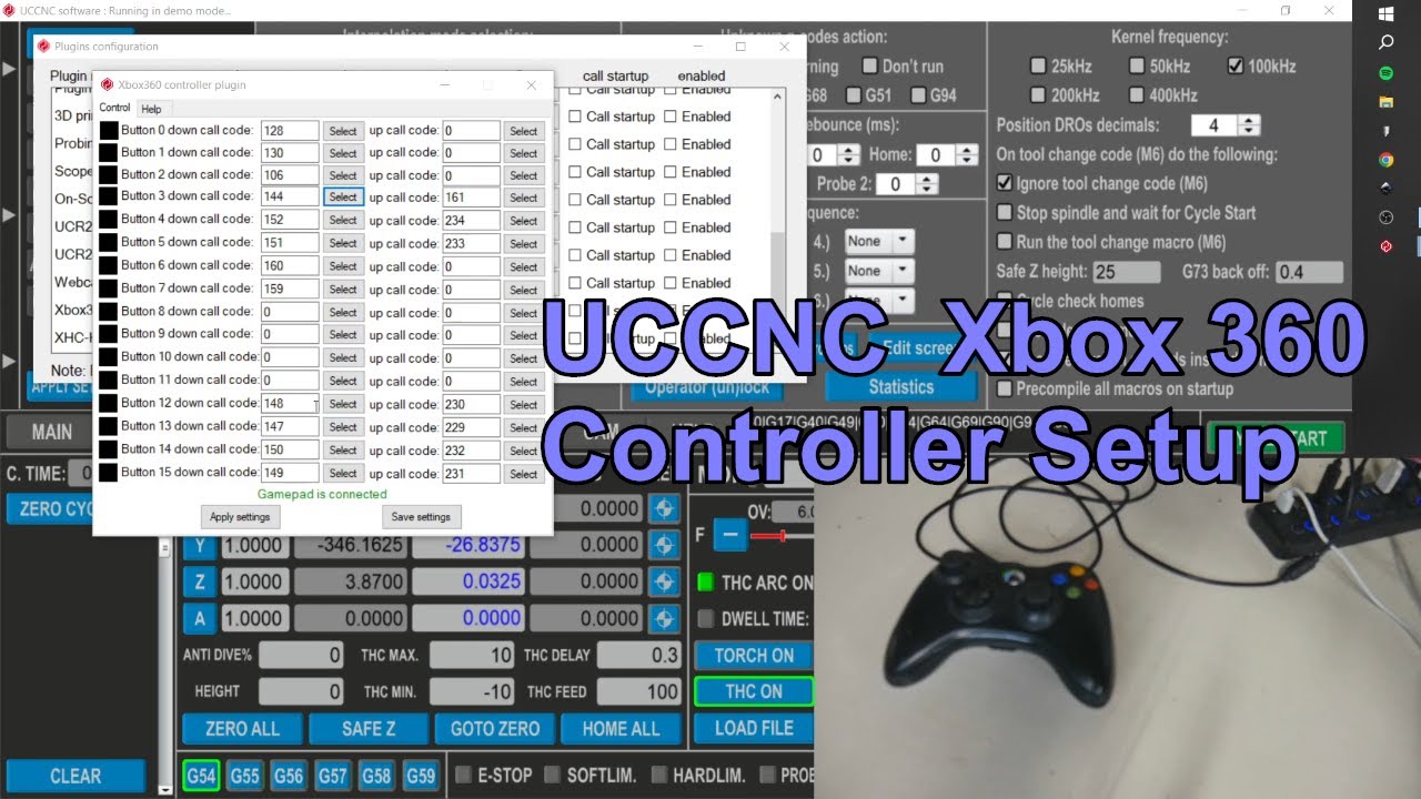 UCCNC Xbox 360 Controller Setup - YouTube