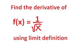 Derivative of f(x) = 1/x Using the Limit Definition - YouTube