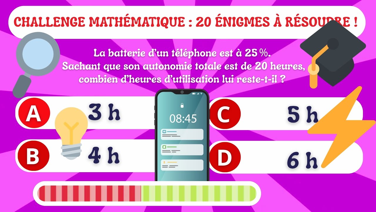 20 Problèmes et Énigmes de Maths –Quiz à résoudre Niveau Moyen à ...