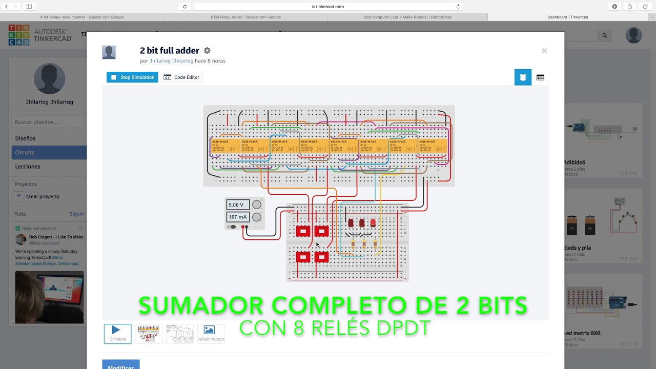 2 bit relay full adder - YouTube