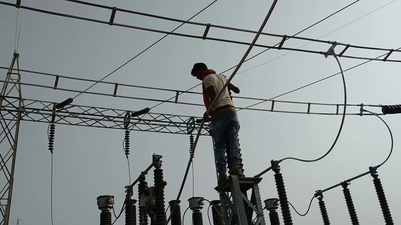 132Kv Main bus strengthening by double moose conductor. - YouTube