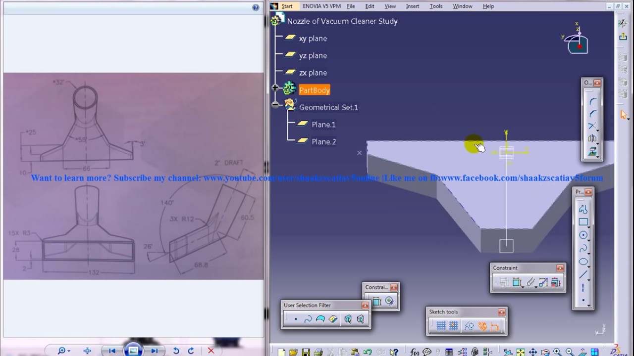 Catia V5 Tutorial|Product Engineering|How Create Nozzle of Vacuum ...