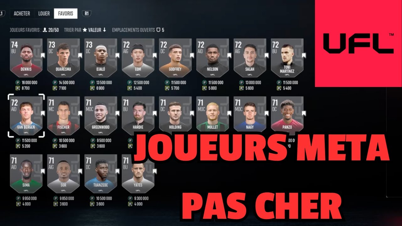 Joueurs Meta Pas Chers pour Bien Débuter sur UFL - YouTube