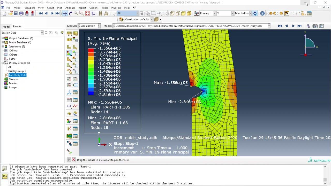 find maximum stress points and nodes in abaqus - YouTube