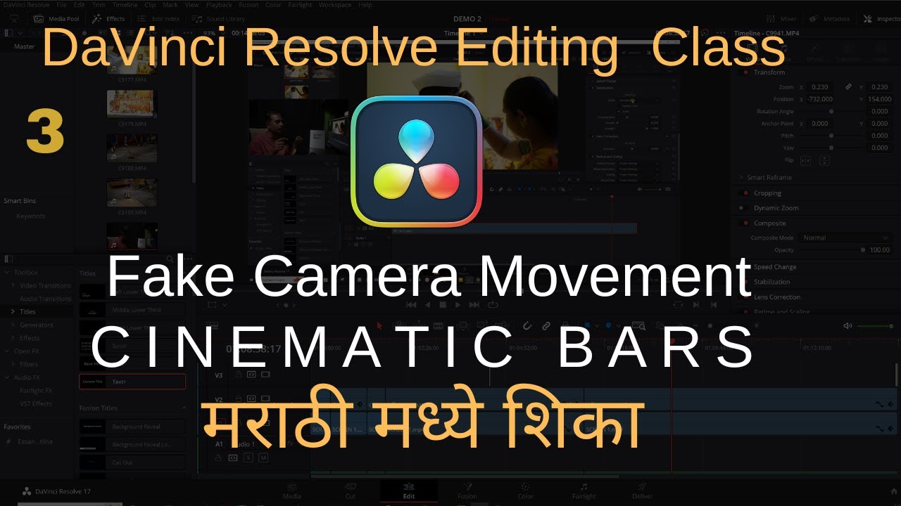 मराठी मध्ये शिका - DaVinci Resolve Editing । CINEMATIC BARS - Fake ...