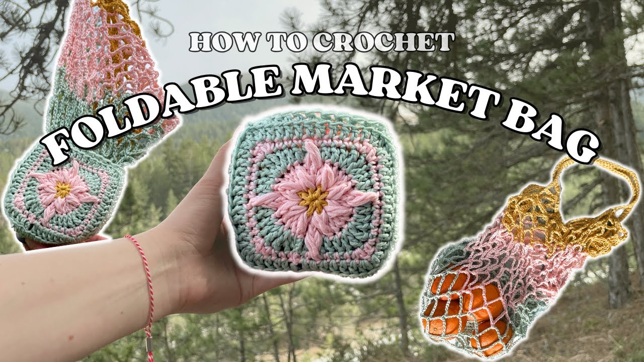 VIRAL Foldable Market Bag crochet tutorial - YouTube
