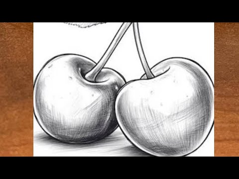 Cherry drawing easy / How to draw cherry pencil drawing / Easy cherries ...