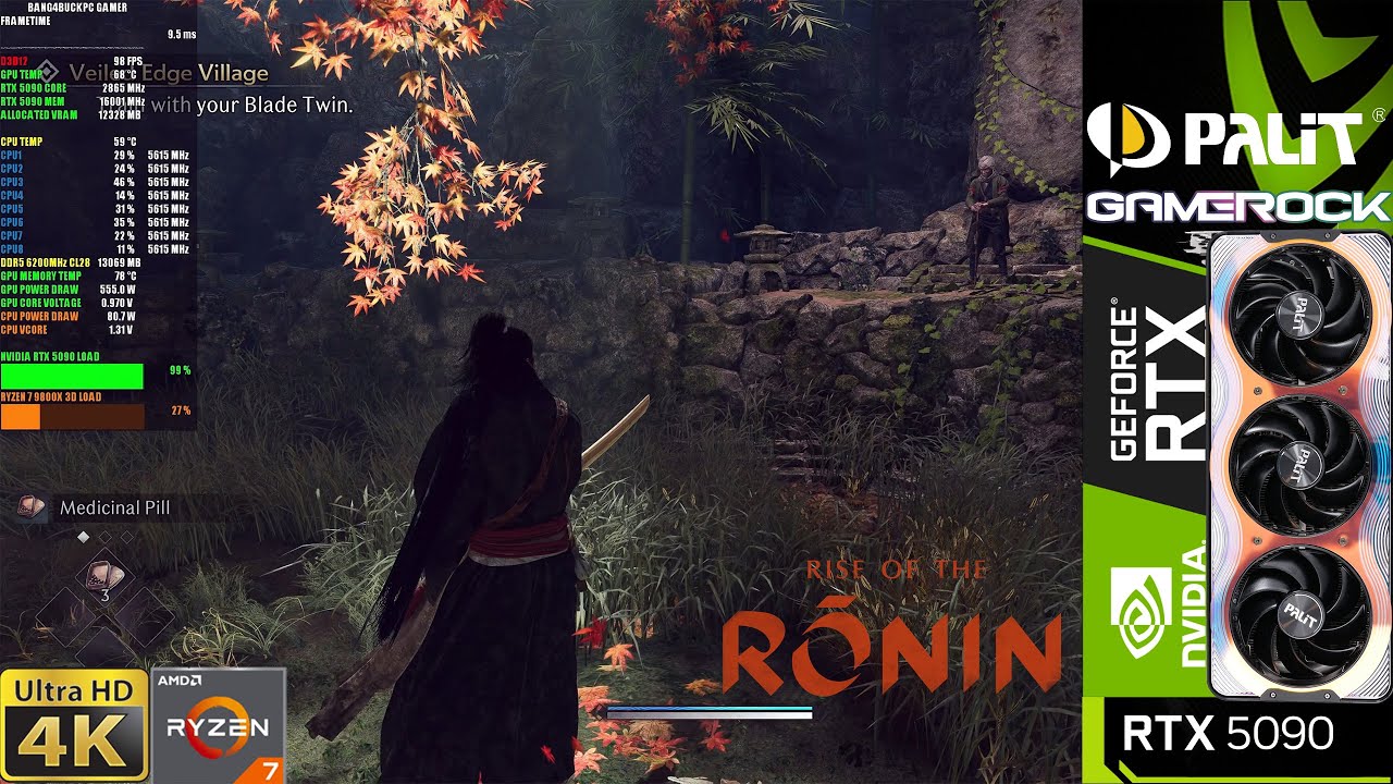 Rise Of The Ronin, Max Settings, Ray Tracing, DLAA 4K | RTX 5090 | R7 9800X3D 5.6GHz ...