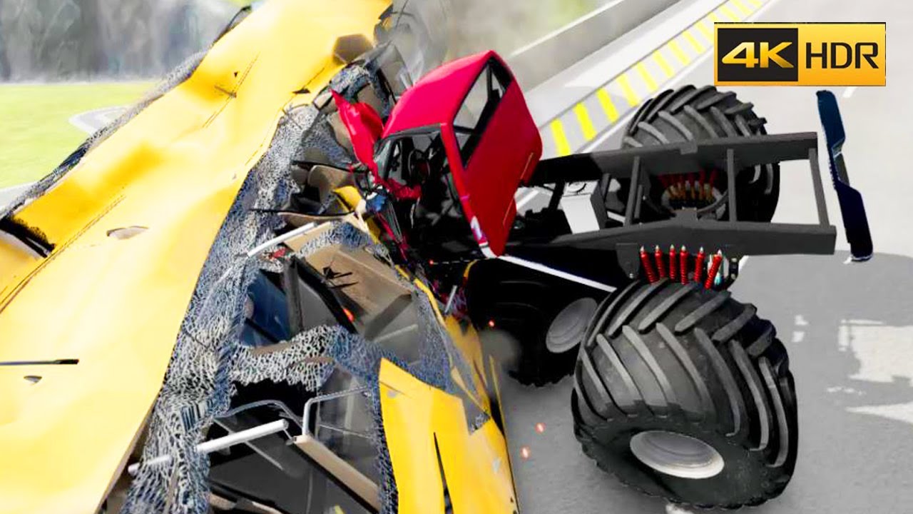 Cars vs Spinning Roller vs Giant Ramp 6 – BeamNG Drive - YouTube