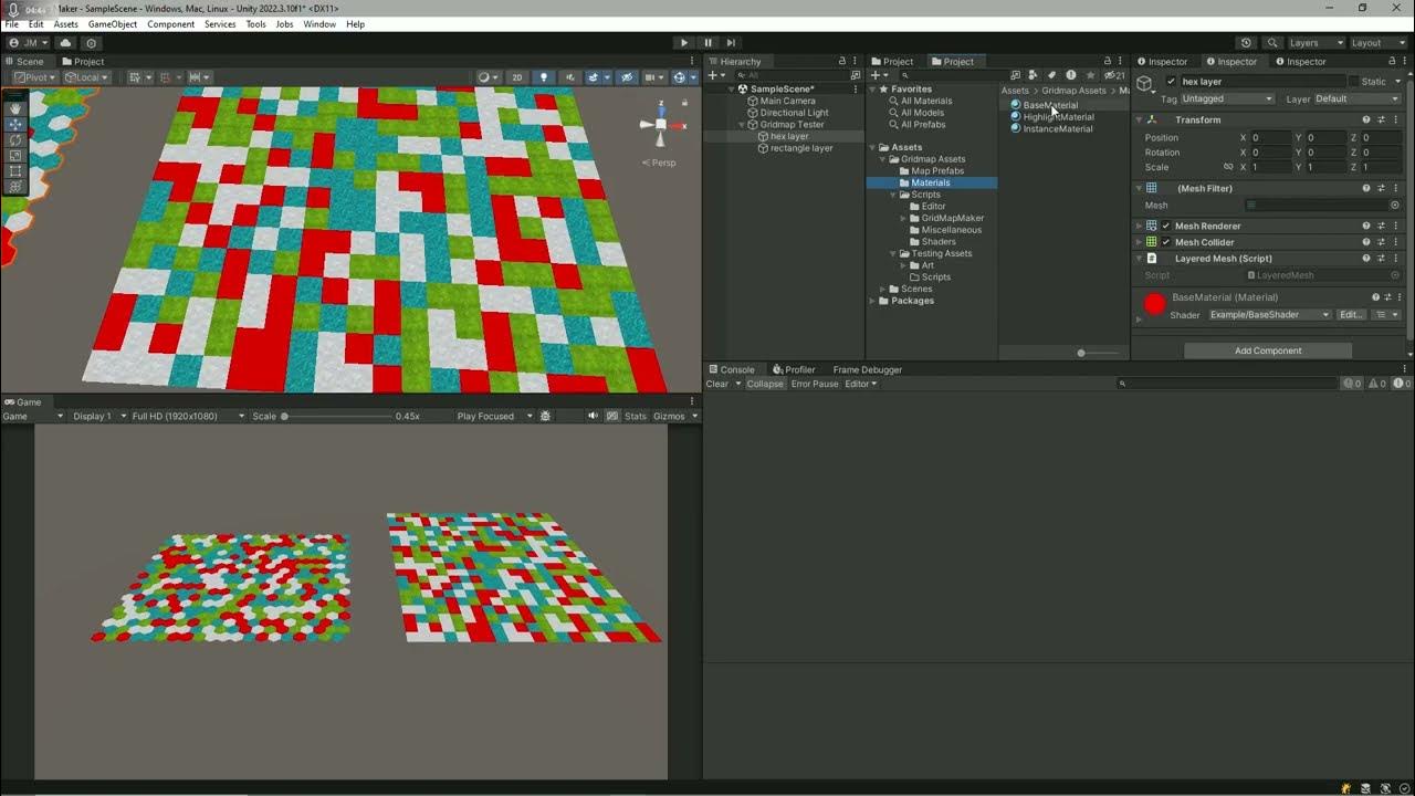 Unity GridMap Maker, Devlog #2. Hex and Rectangular Shapes. Revamped Layer mesh systems - YouTube