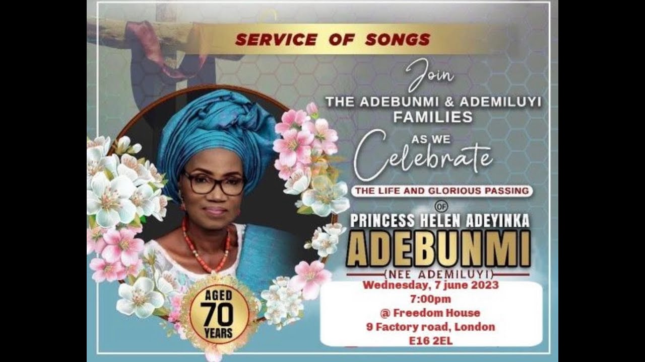 Service of Songs for Mummy Helen Adeyinka Adebunmi - YouTube