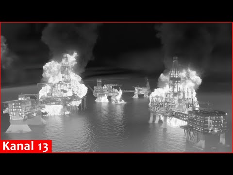 Ukrainian UAVs struck three Russian oil platforms in the Caspian Sea simultaneously