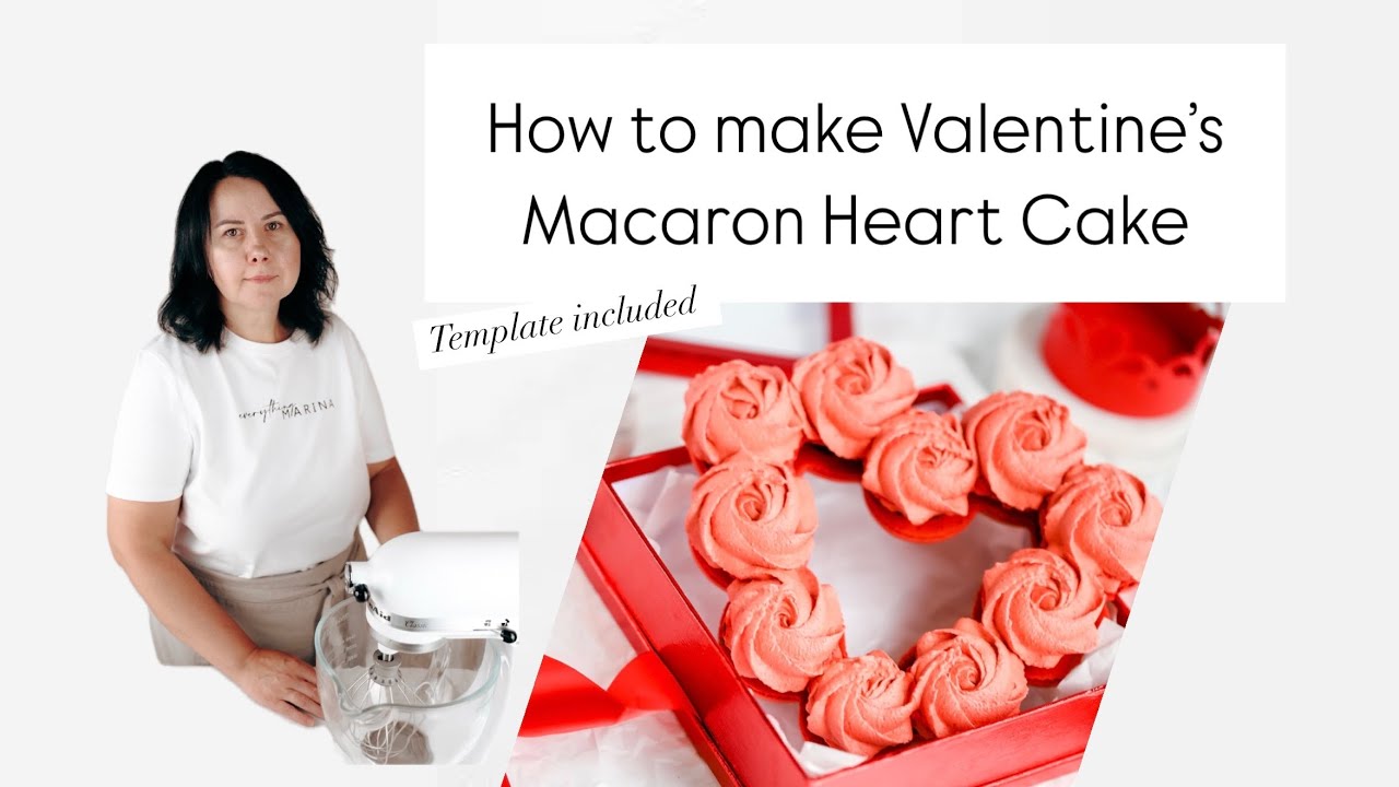 How to pipe Valentine's Macaron Heart Cake - YouTube
