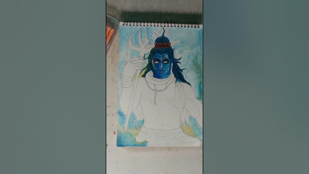 HOW TO DRAW LORD SHIV Ji WITH DOMS OIL PASTEL#viral#short#shivji# ...