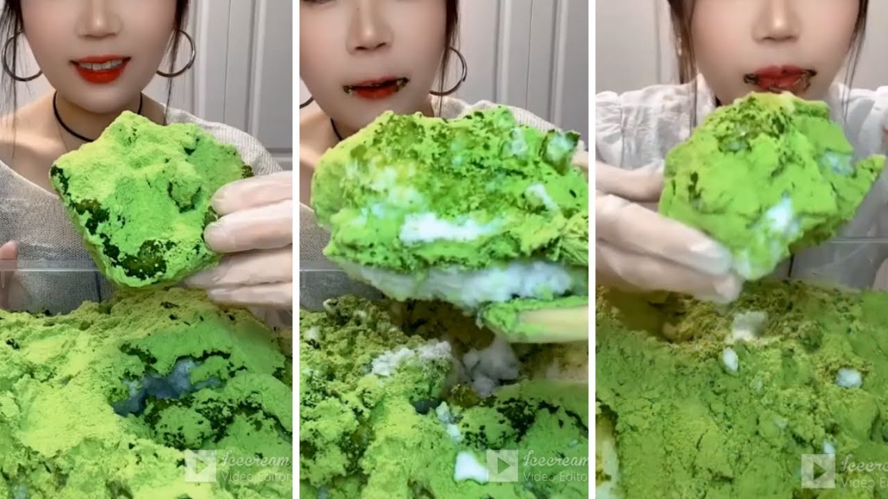 ASMR #SOFT ICE EATING WITH MATCHA POWDER# - YouTube