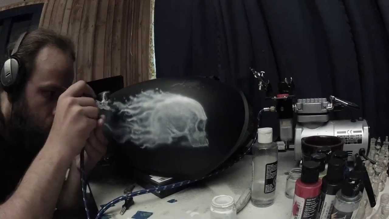 My First Attempt At Airbrushing Skulls and Flames: Part 1 - YouTube