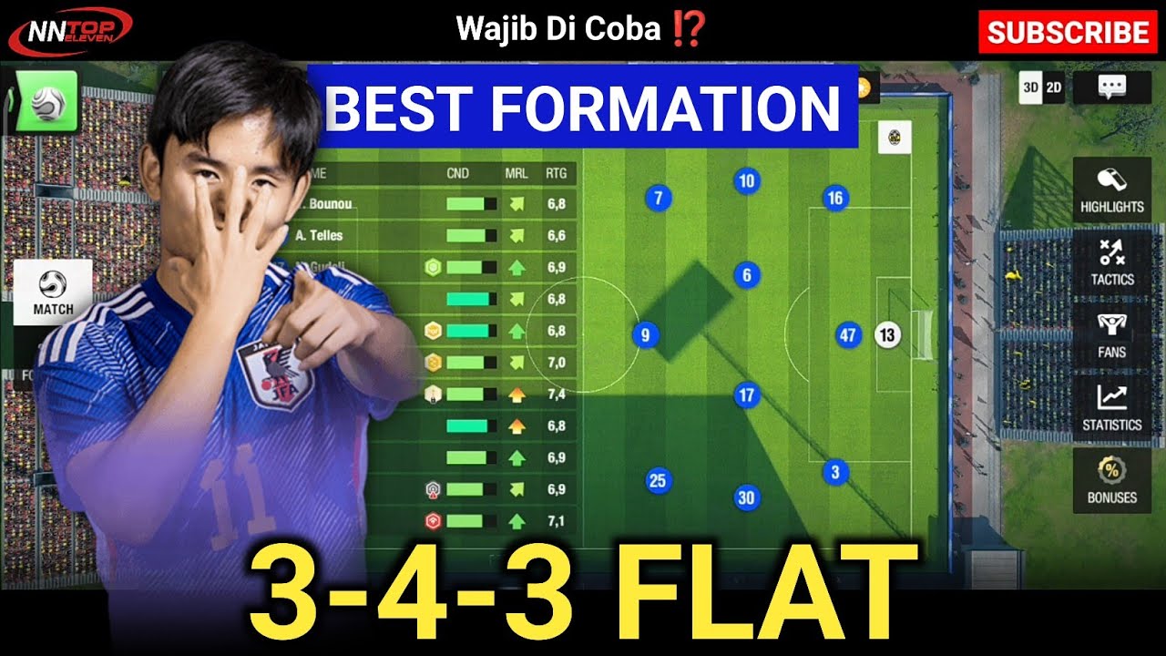 Formasi 3-4-3 Flat | Top Eleven - YouTube