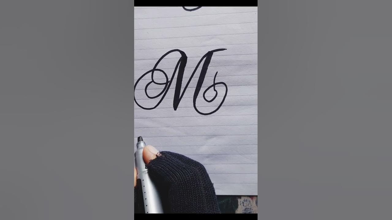 stylish M||cursive writting||english calligraphy||how to write M with ...