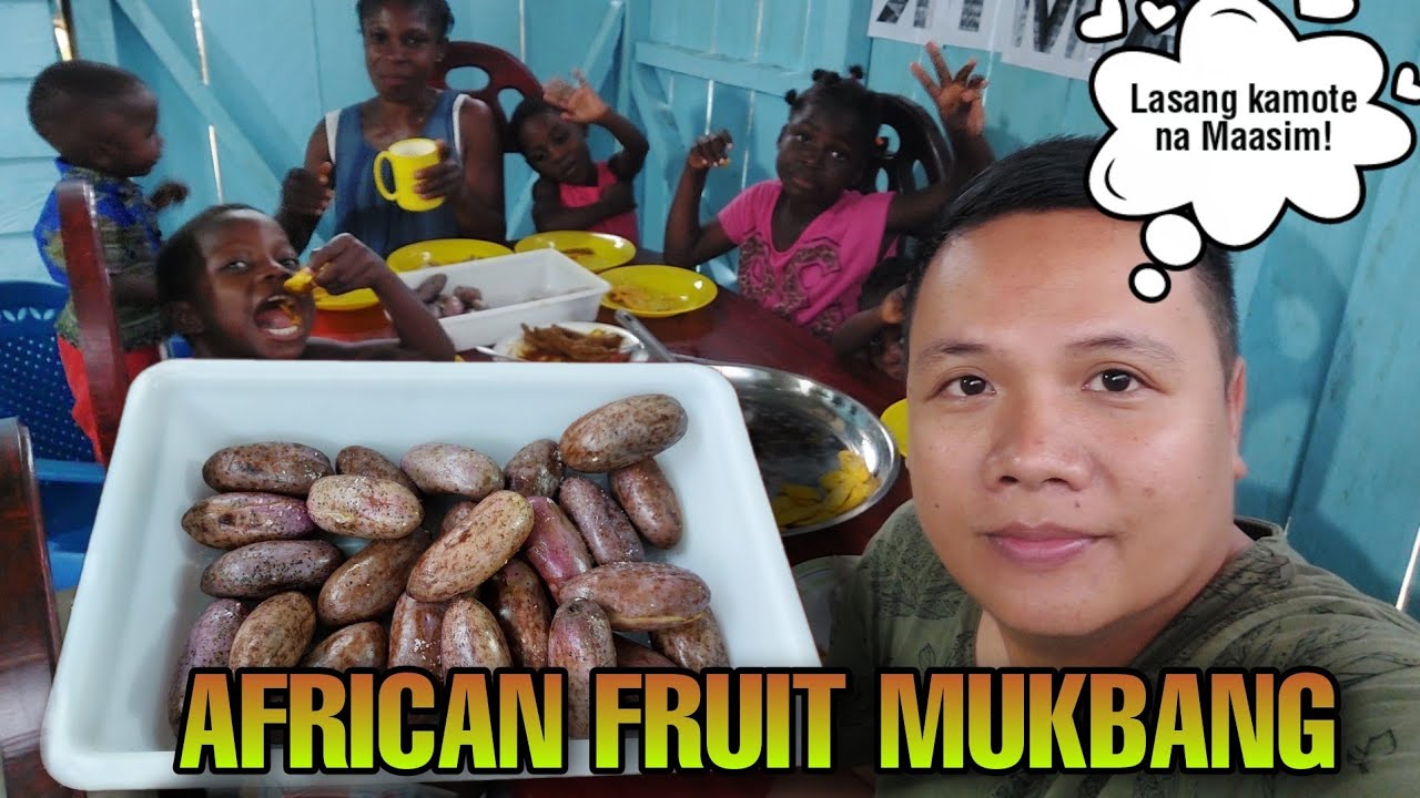 AFRICAN FRUITS MUKBANG.... PRUTAS NA LASANG KAMOTE NA MEDYO MAASIM ...